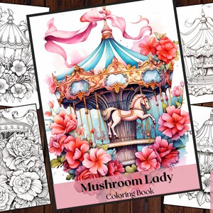 25 Blooming Carousel Coloring Book| Carousel Horse Flowers| Floral ...