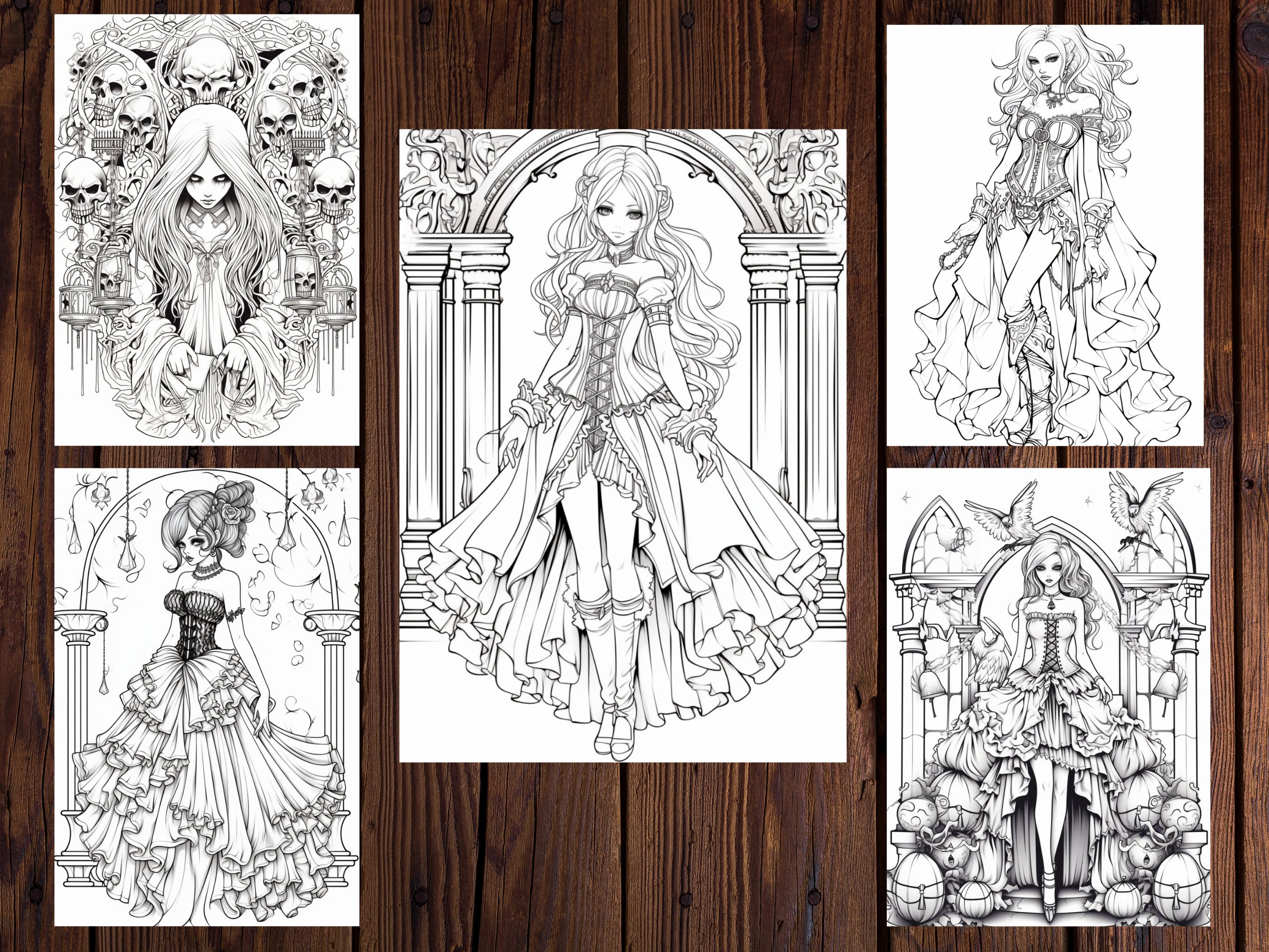 25 Gothic Girls Coloring Bookprintable Goth Punk Woman Coloring ...