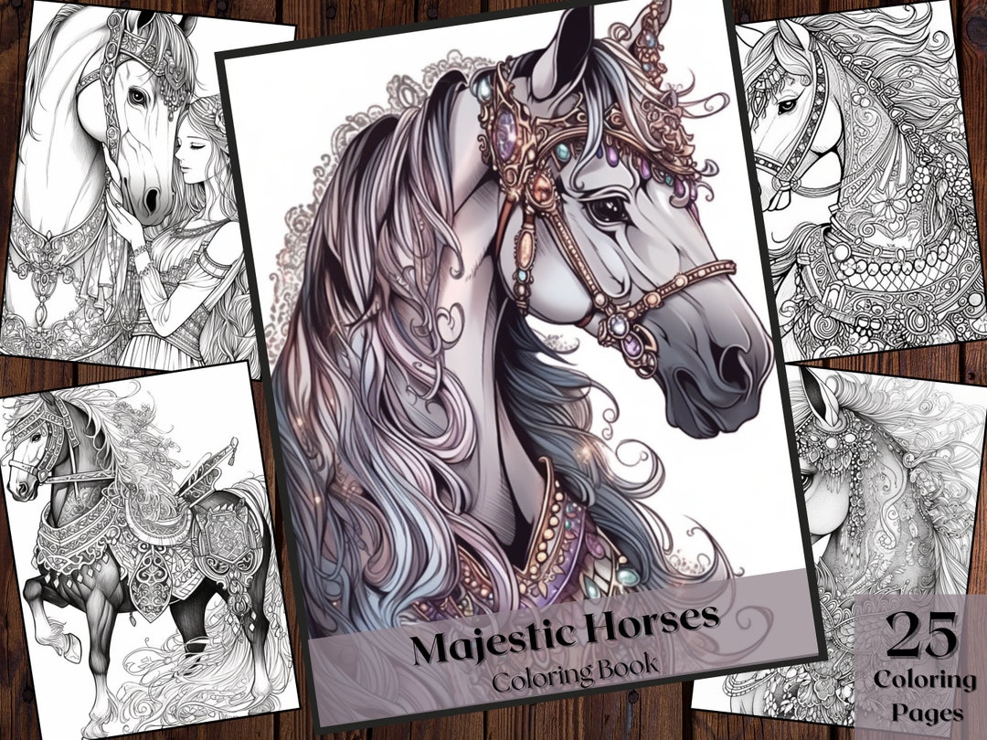 25 Majestic Horses Coloring Book | Adults and Kids Printable Coloring ...