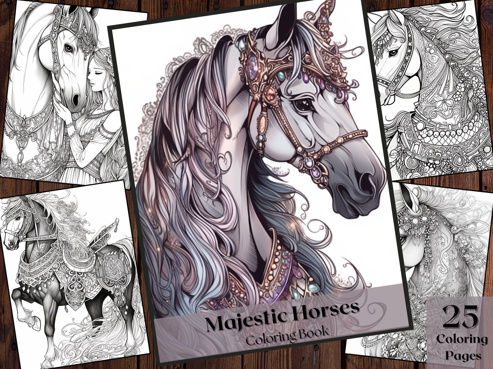 25 Majestic Horses Coloring Book | Adults and Kids Printable Coloring ...