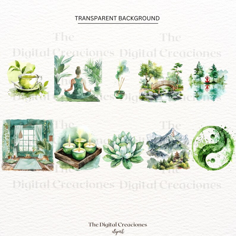 40 Watercolor Yoga Lover Clipart Bundle Meditation Clip Art Self Care ...
