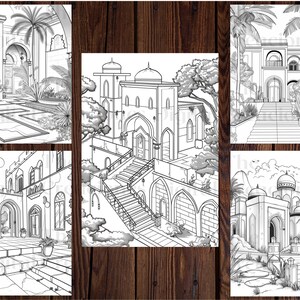 25 Arabian Villas Coloring Book | Houses Colouring | Printable Adult ...