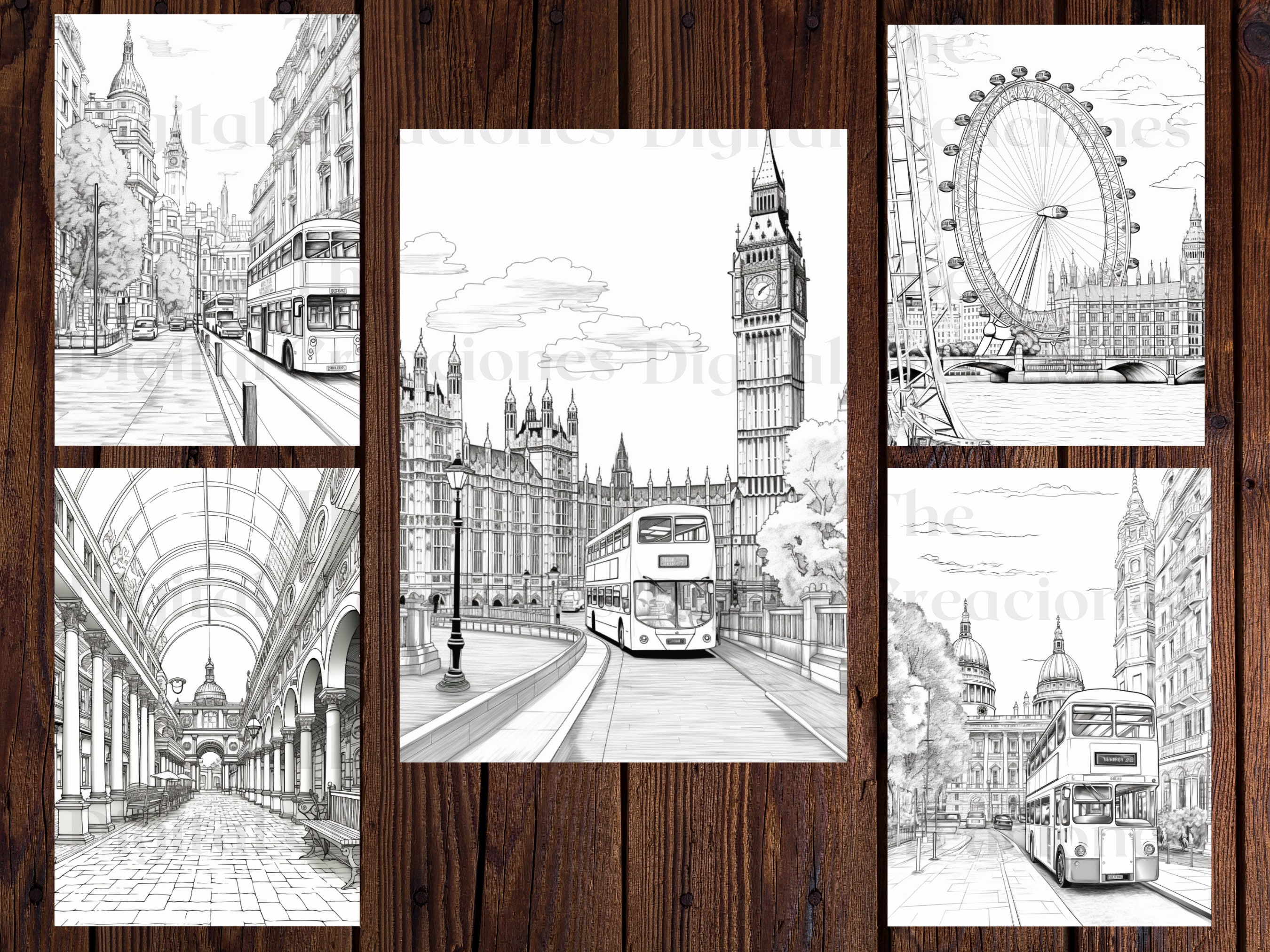 25 London Coloring Book|england Cafe Scenes Coloring Pages|street ...