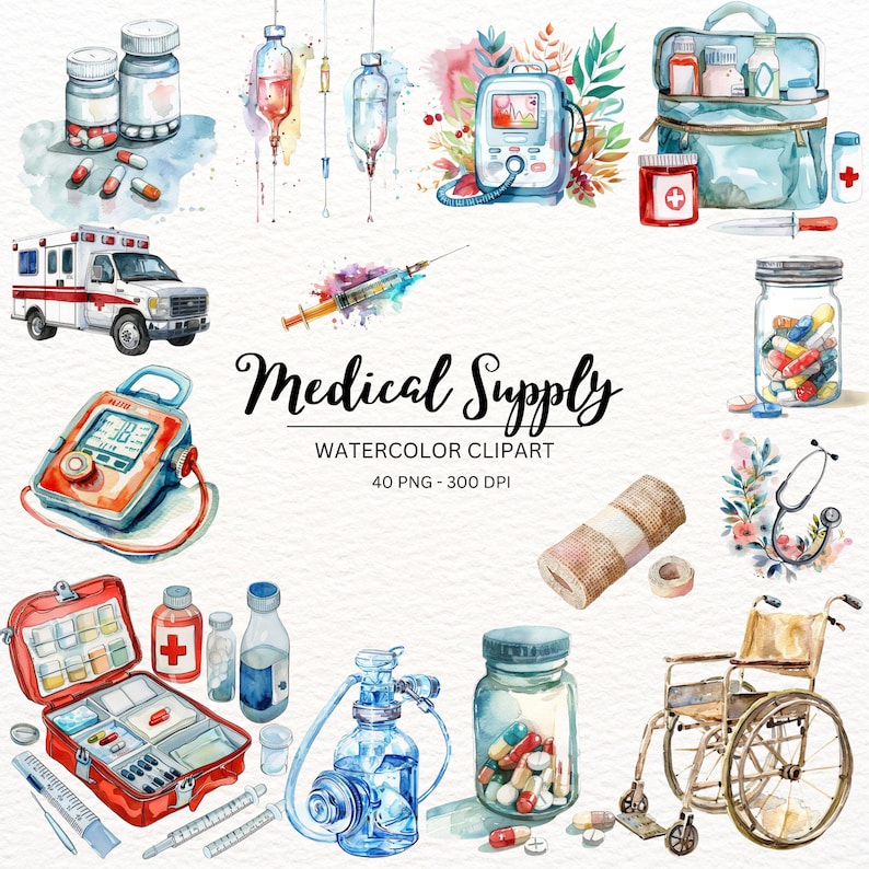 40 Medical Supply Clipart Healthcare Projects Digital Planner | Digital ...