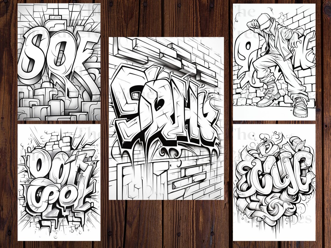 25 Cool Graffiti Coloring Bookabstract Street Art Adults and Kids ...