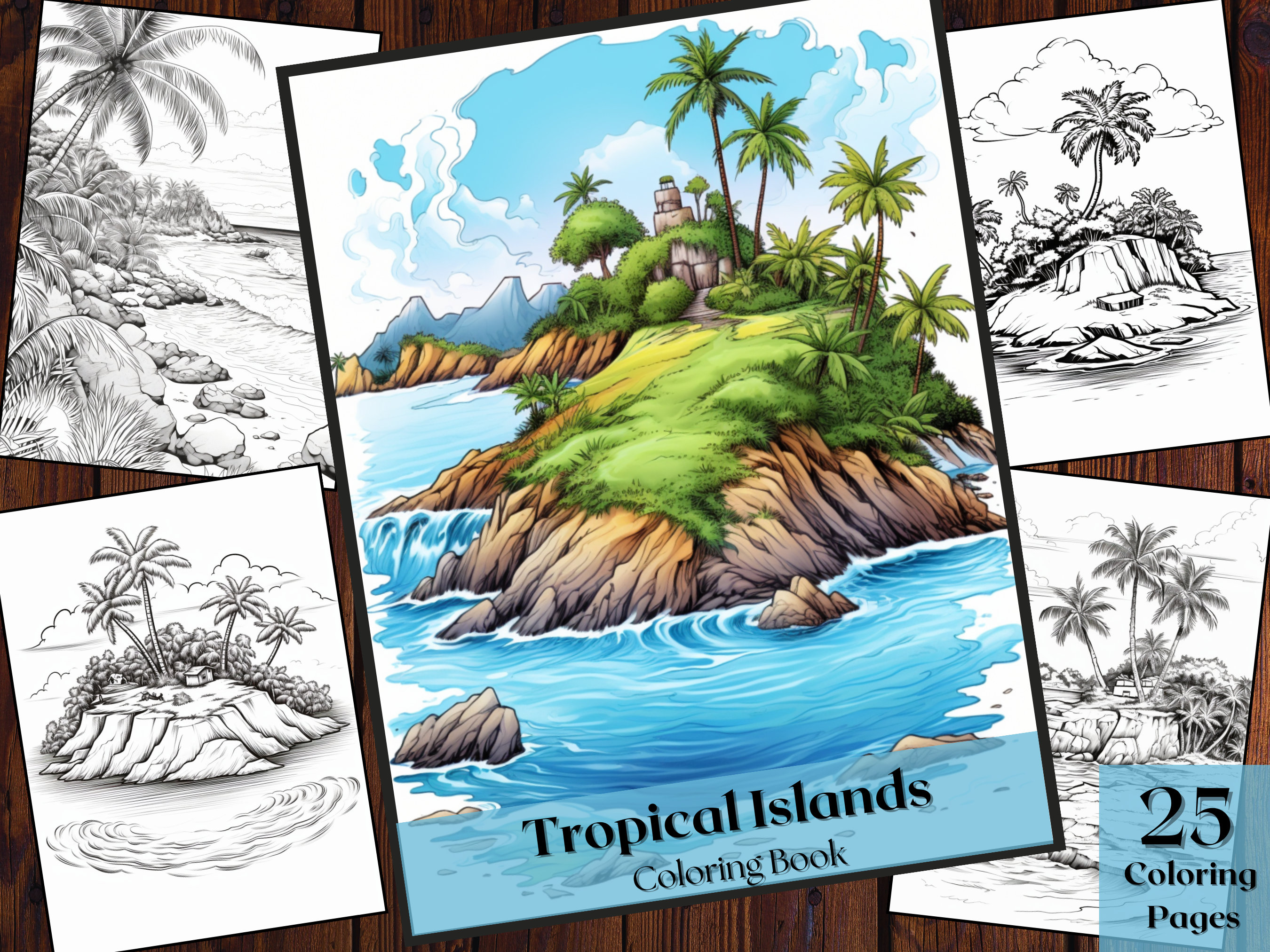 25 Tropical Island Coloring Book|beautiful Tropical Beaches|printable ...