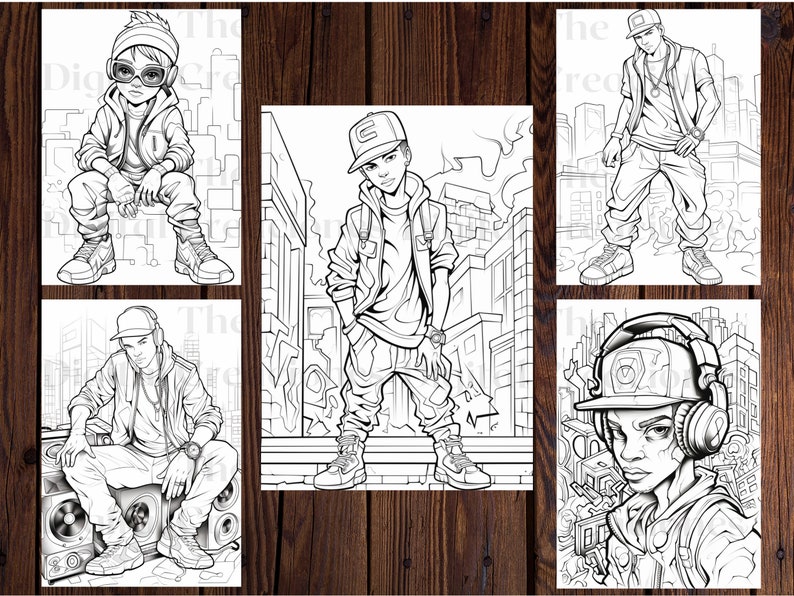 Cool Guys Coloring Book | Graffiti Art, Abstract Designs (digital ...