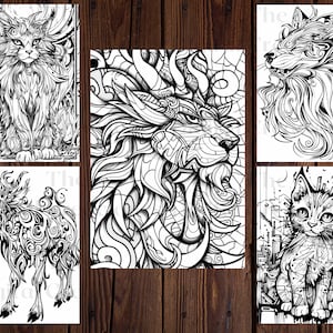 25 Graffiti Animals Coloring Book| Printable African Animal Coloring ...