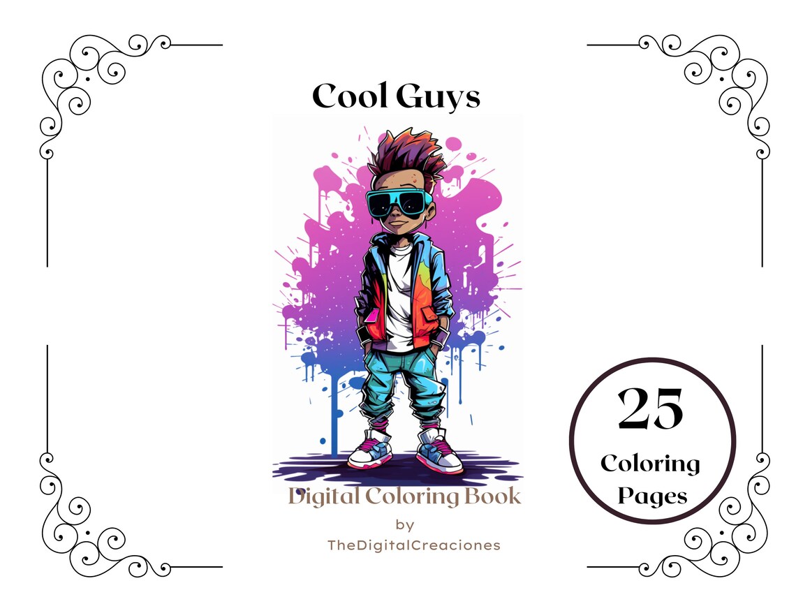 Cool Guys Coloring Book 25 Adults and Kids Printable - Etsy