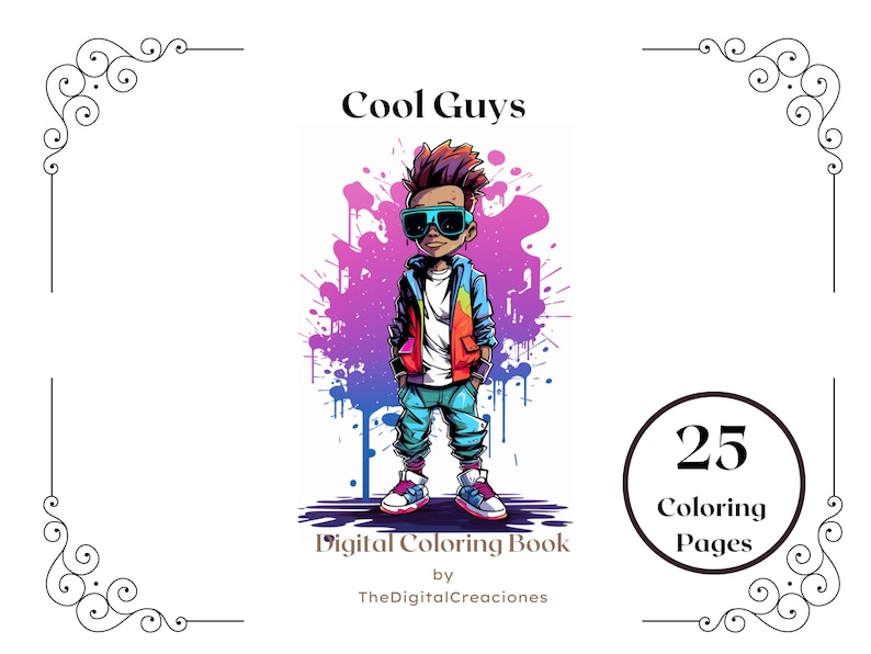 Cool Guys Coloring Book | Graffiti Art, Abstract Designs (digital ...