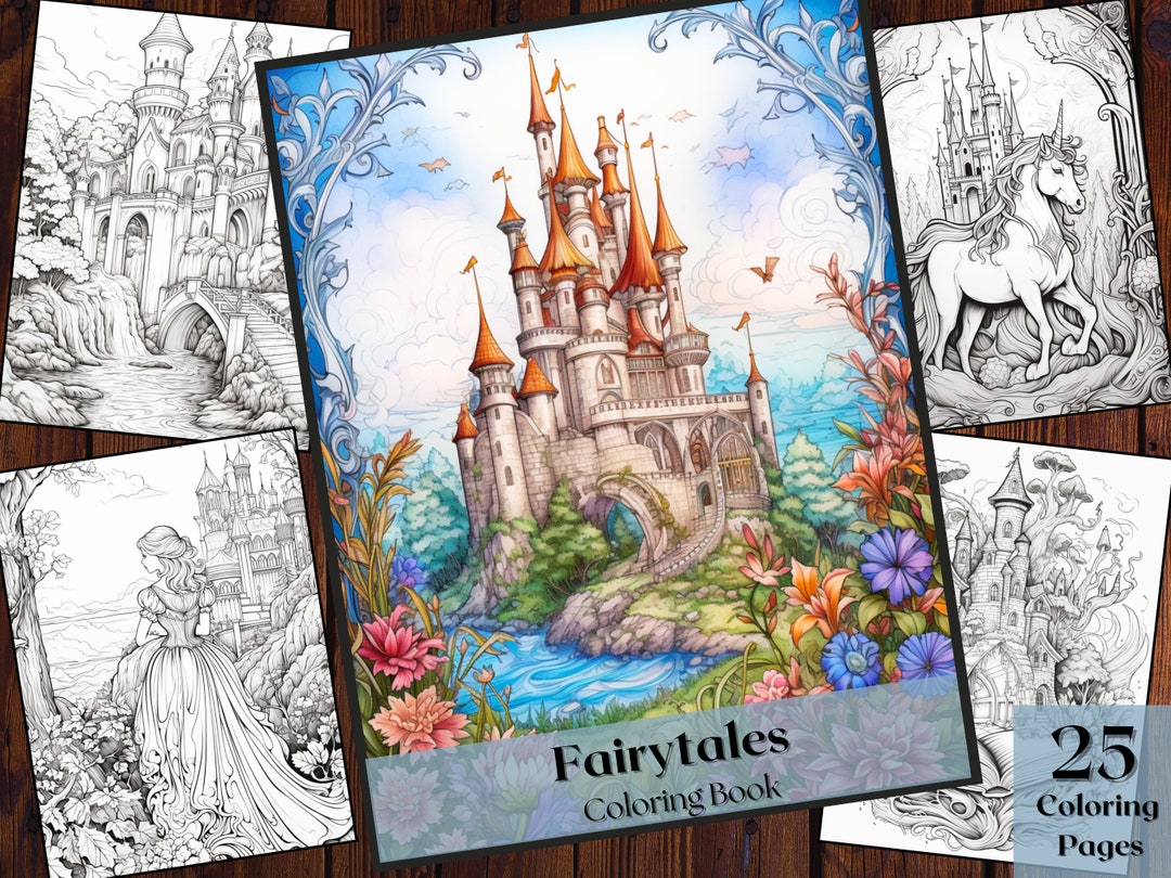 25 Fairytales Coloring Book | Princess Castle| Adults and Kids ...