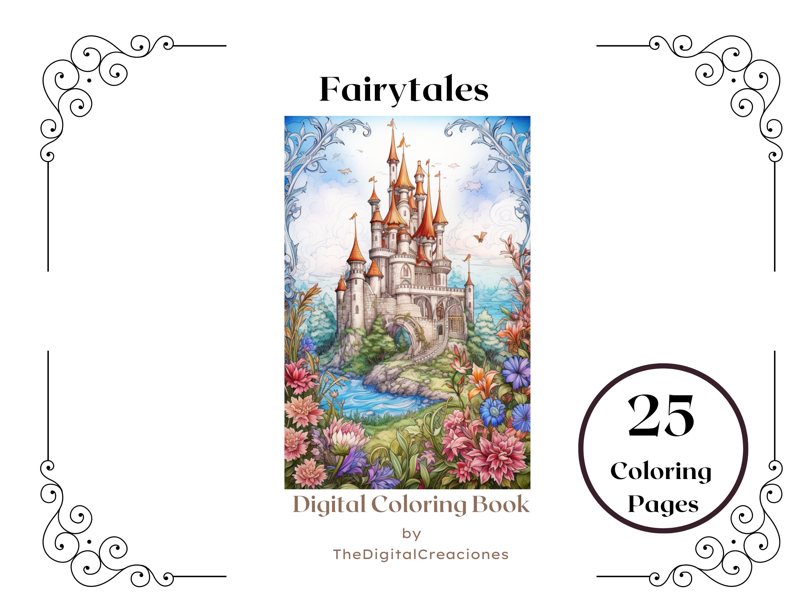 25 Fairytales Coloring Book | Princess Castle| Adults and Kids ...