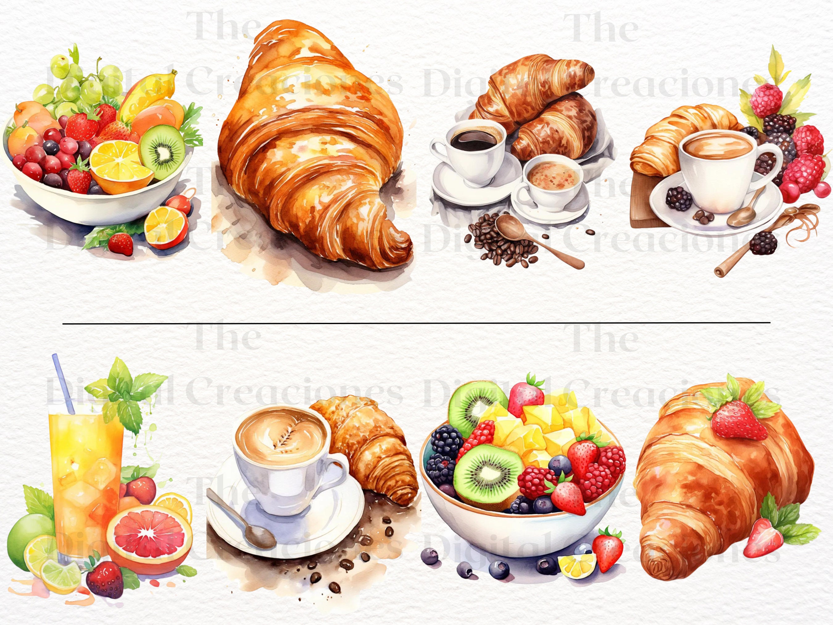 Breakfast Clipart Bundlemenu Bundle Clipart Set40 Watercolour PNG ...