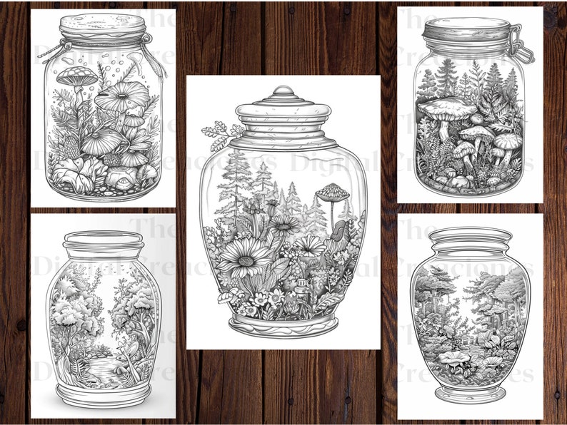 25 Enchanted Forest Jars Coloring Bookprintable Magical Forest Coloring ...