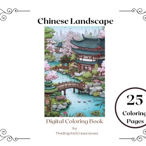 25 Chinese Landscape Coloring Book for Kids and Adults | China ...