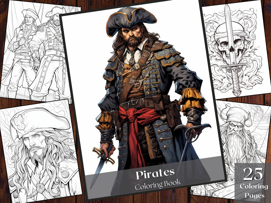 Pirates Coloring Book 25 Adults and Kids Printable Coloring Books ...
