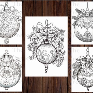 25 Christmas Ornaments Coloring Book|merry Christmas|printable Adults ...