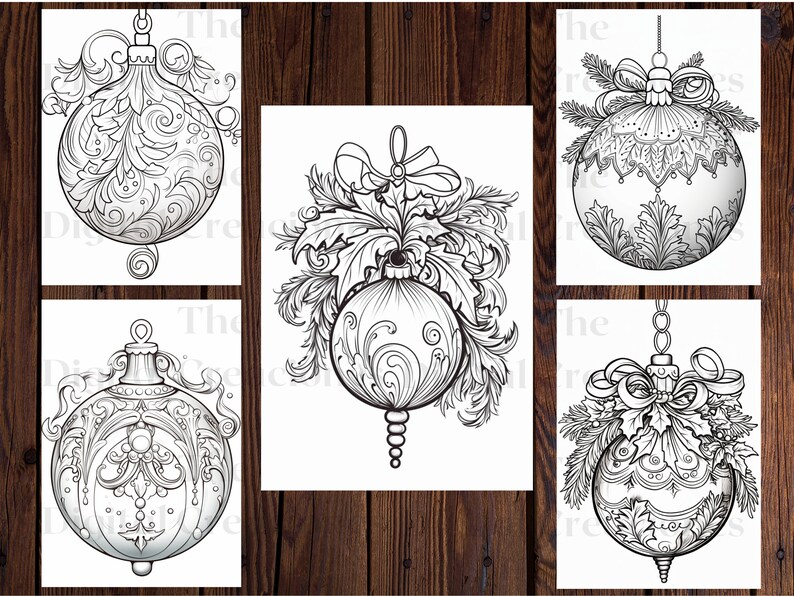 Christmas Ornaments Coloring Book | 25 Printable Pages (PDF) - Etsy
