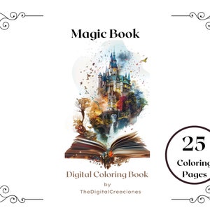 25 Magic Books Coloring Book|open Fantasy Coloring Book| Printable Pdf ...