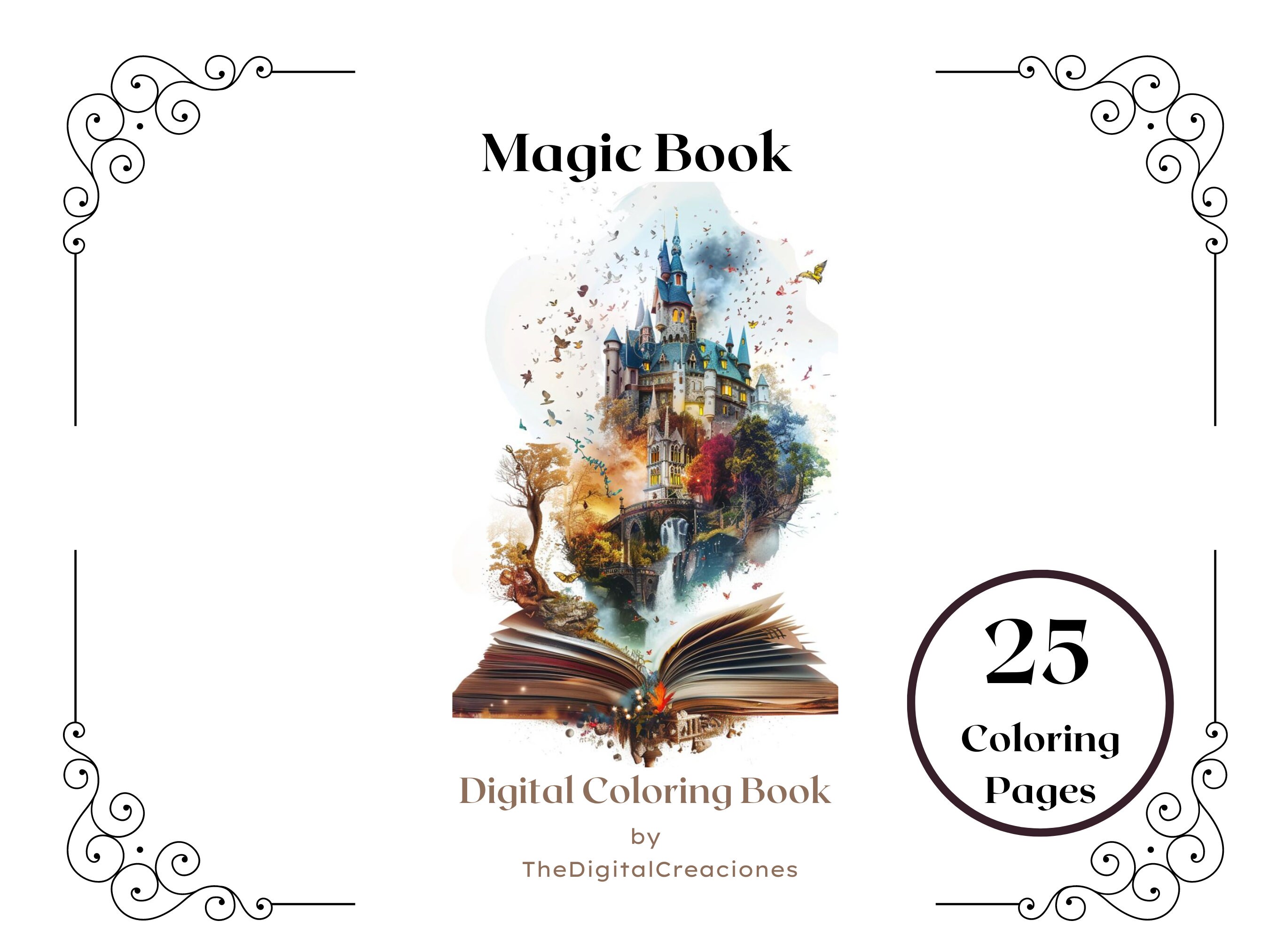 25 Magic Books Coloring Bookopen Fantasy Coloring Book Printable ...