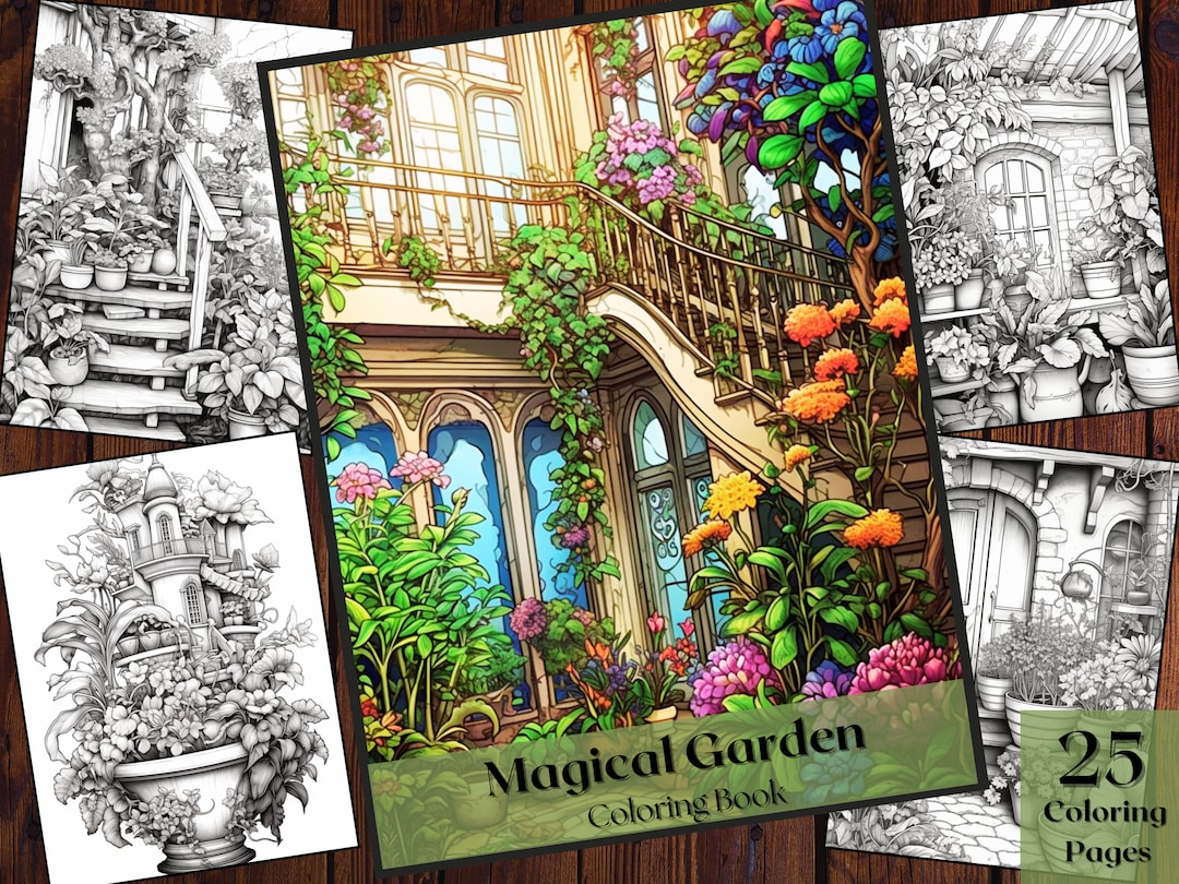 25 Magic Gardens Coloring Book |enchanted Garden Coloring Pages| Adults ...