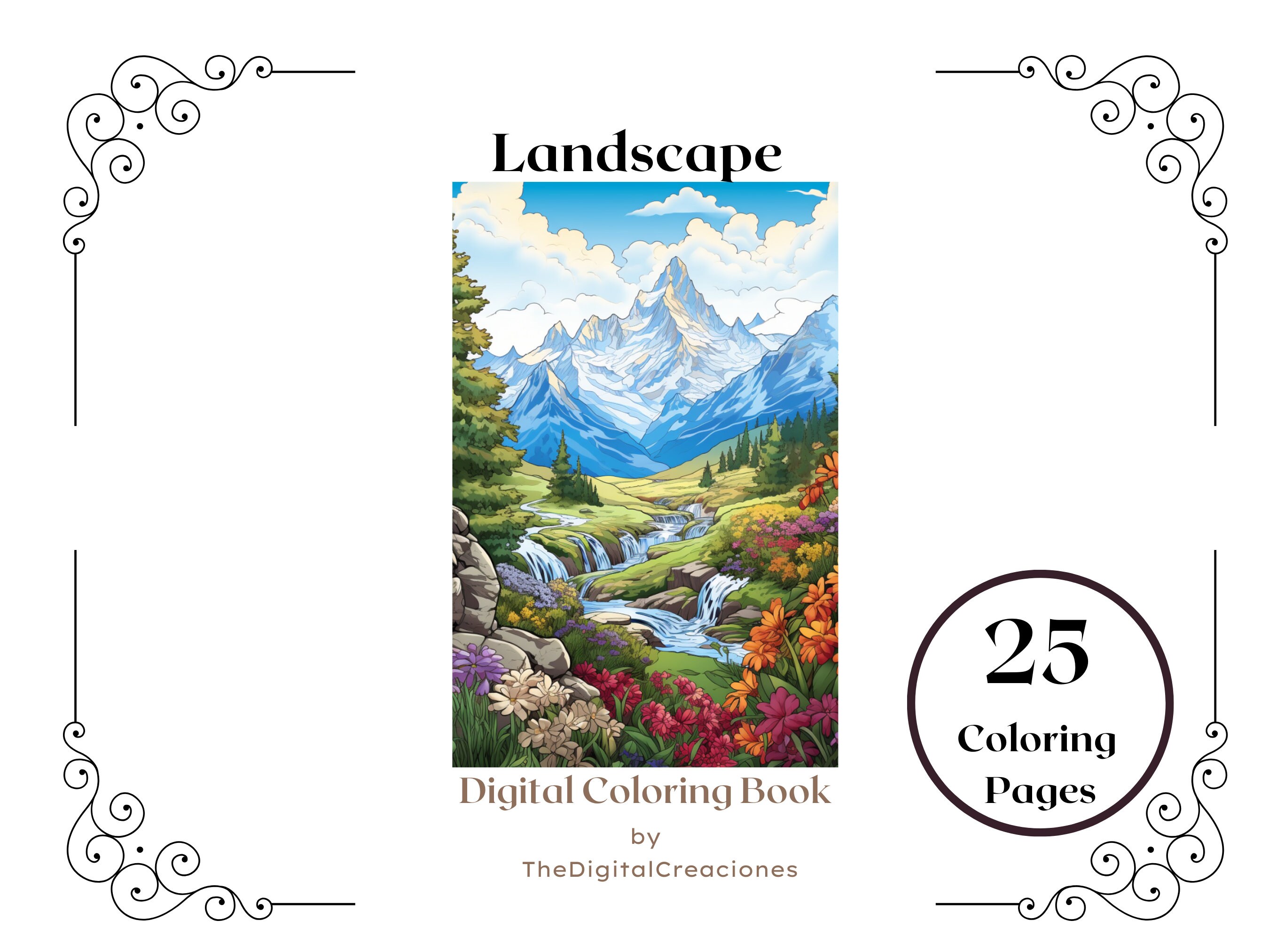 25 Landscape Coloring Book Intricate Landscape Themed Coloring Pages ...
