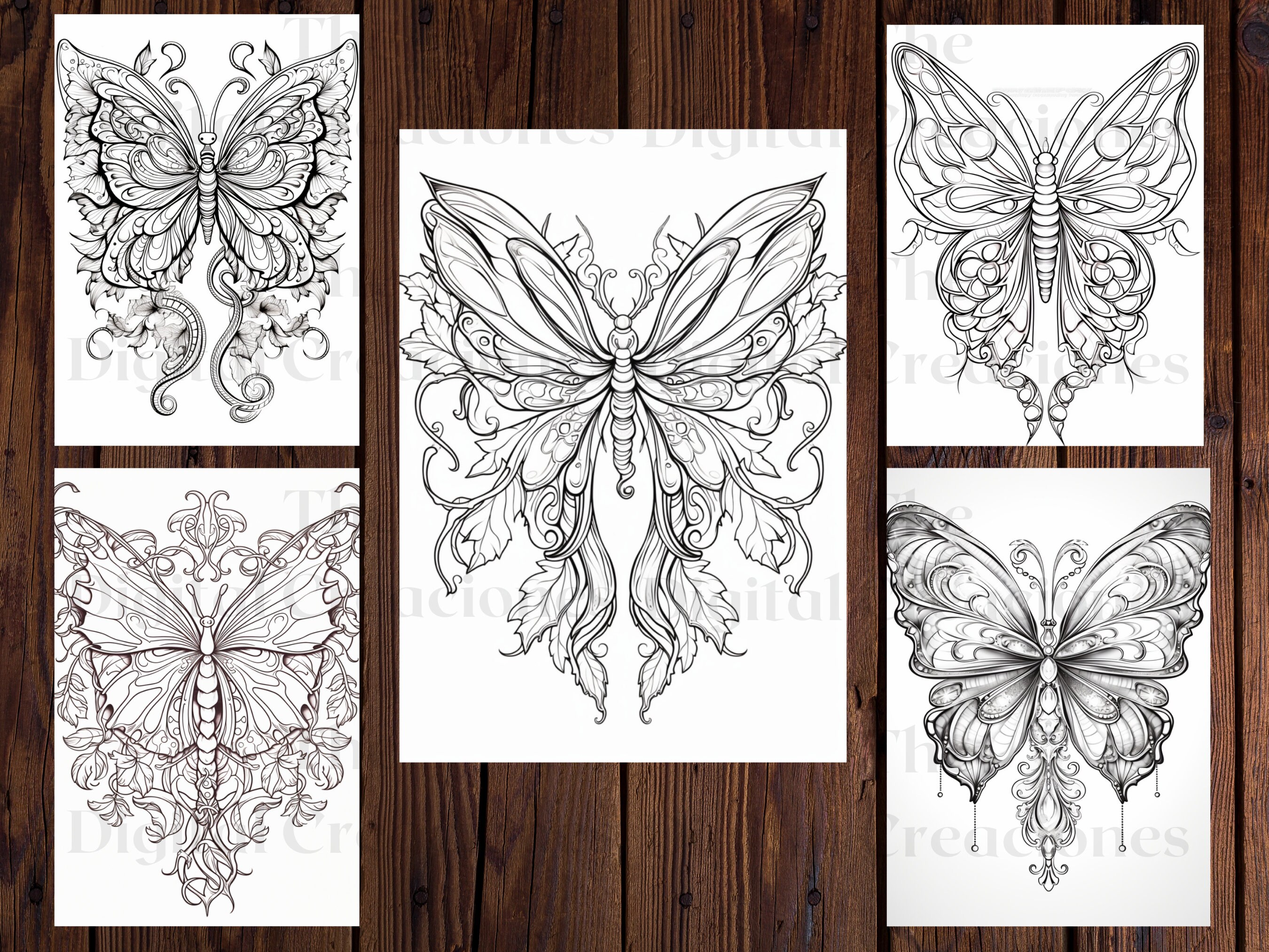 25 Fairy Wings Coloring Book |fairy Magic Wings Butterfly| Adults and ...