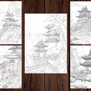 25 Chinese Landscape Coloring Book for Kids and Adults | China ...