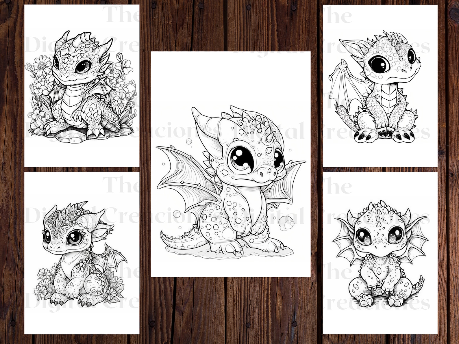 Baby Fantasy Dragon Coloring Page Book, Adults and Kids Instant ...