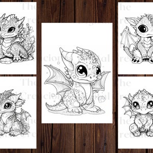 Baby Fantasy Dragon Coloring Page Book, Adults and Kids Instant ...