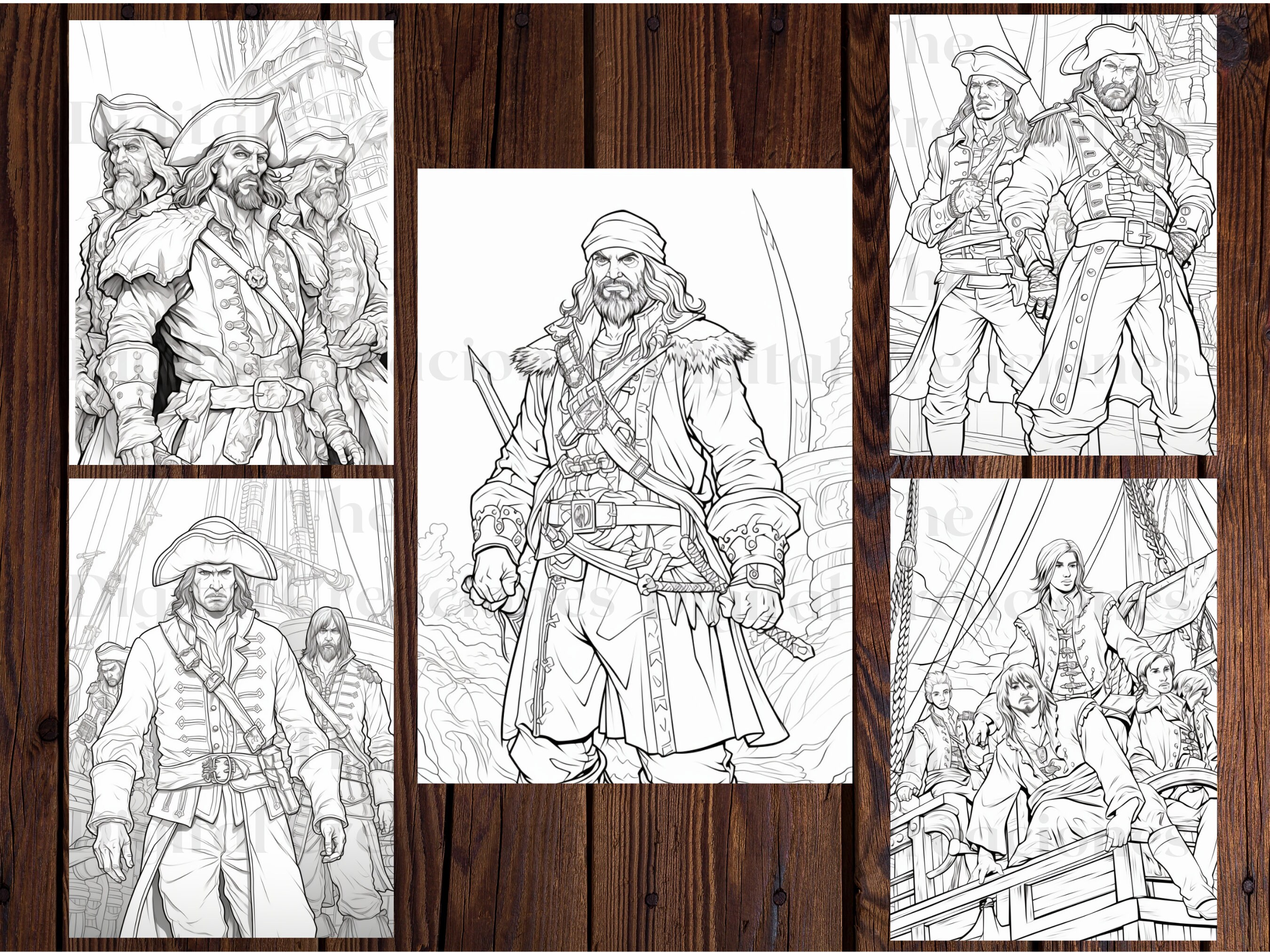 Pirates Coloring Book 25 Adults and Kids Printable Coloring Books ...