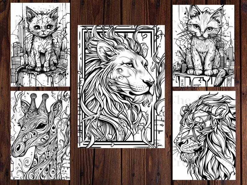 25 Graffiti Animals Coloring Book| Printable African Animal Coloring ...