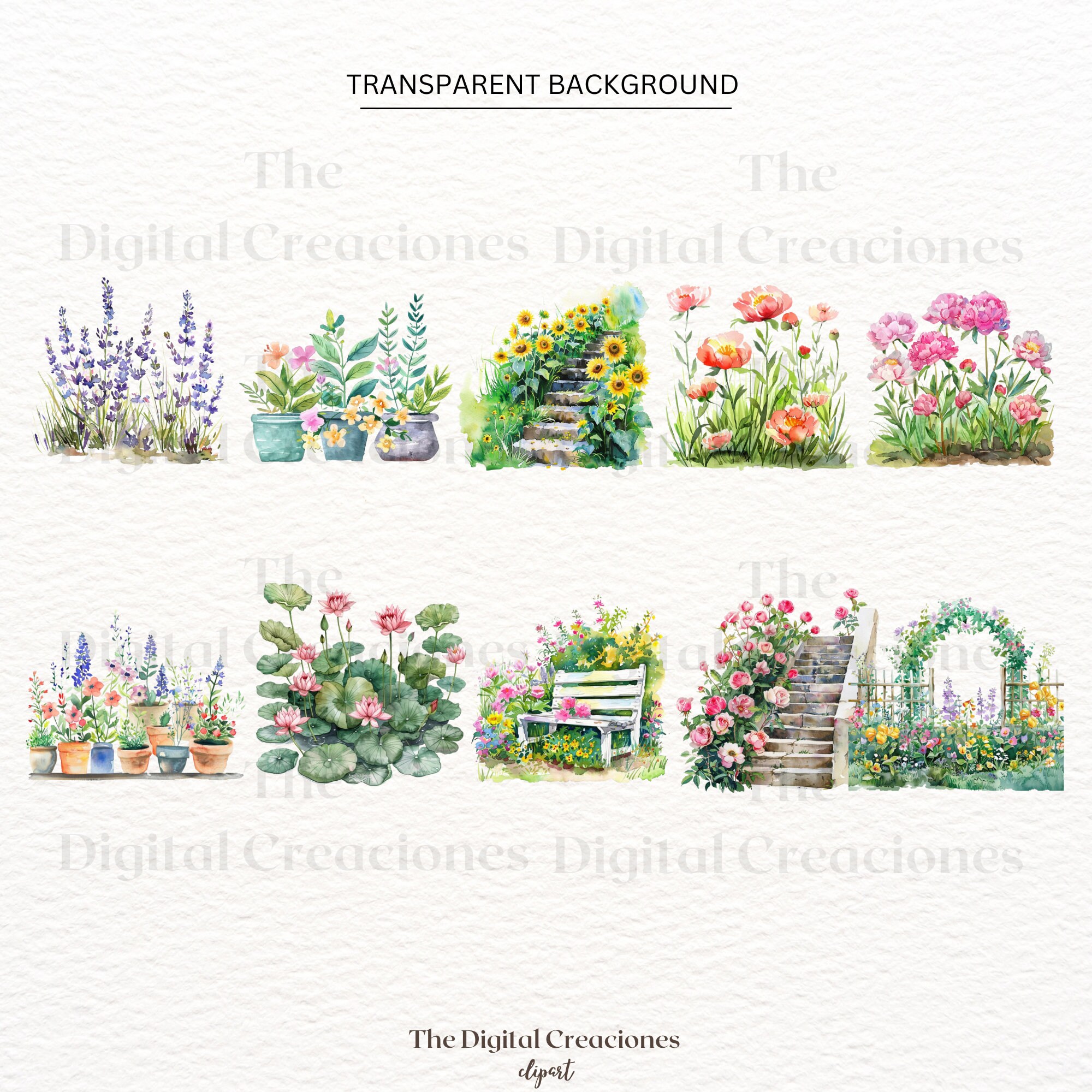 40 Watercolor Spring Gardens Clipart|spring Garden Illustrations ...