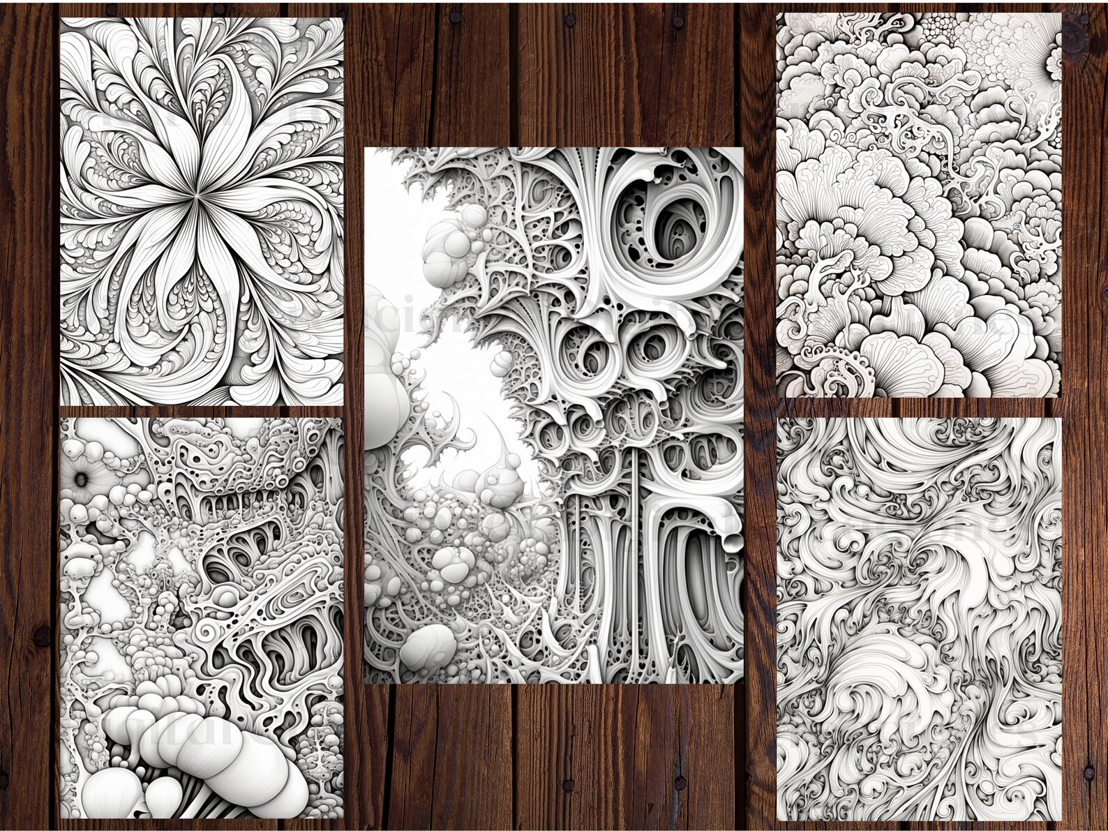 25 Beautiful Fractals Coloring Book living Fractals printable Adult ...