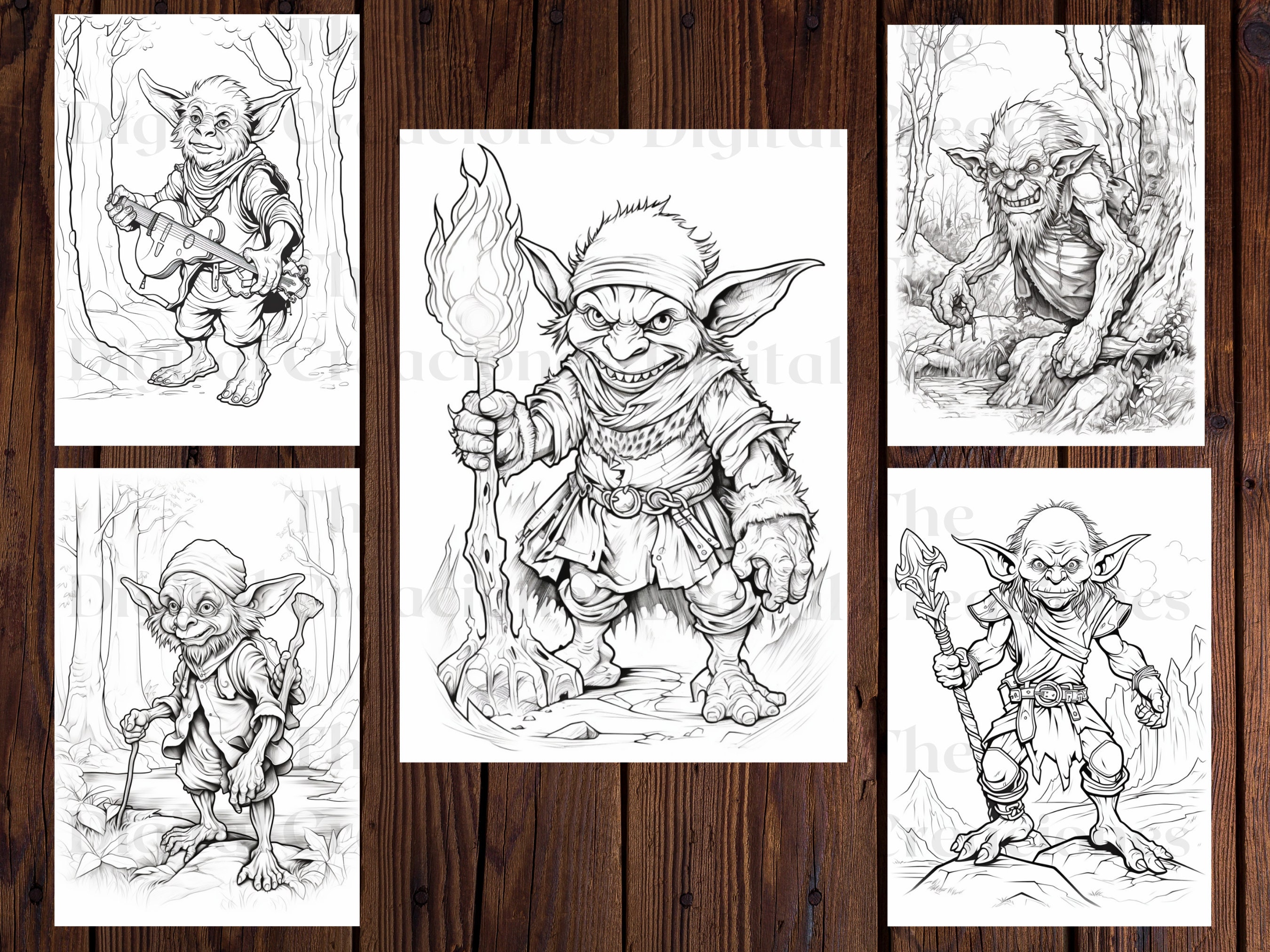 25 Goblins Coloring Book fantasy Colouring adults and Kids Printable ...