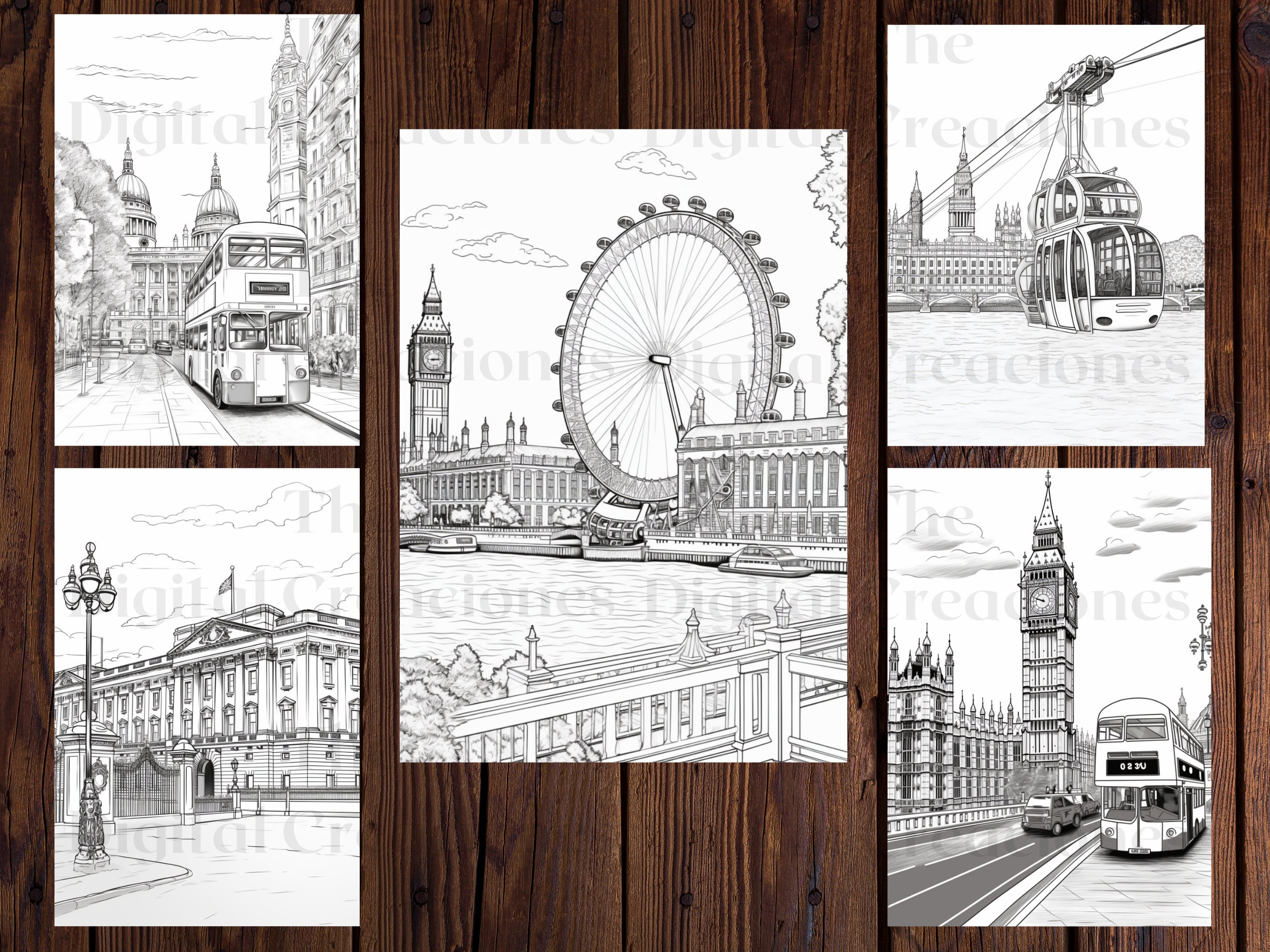 25 London Coloring Book|england Cafe Scenes Coloring Pages|street ...