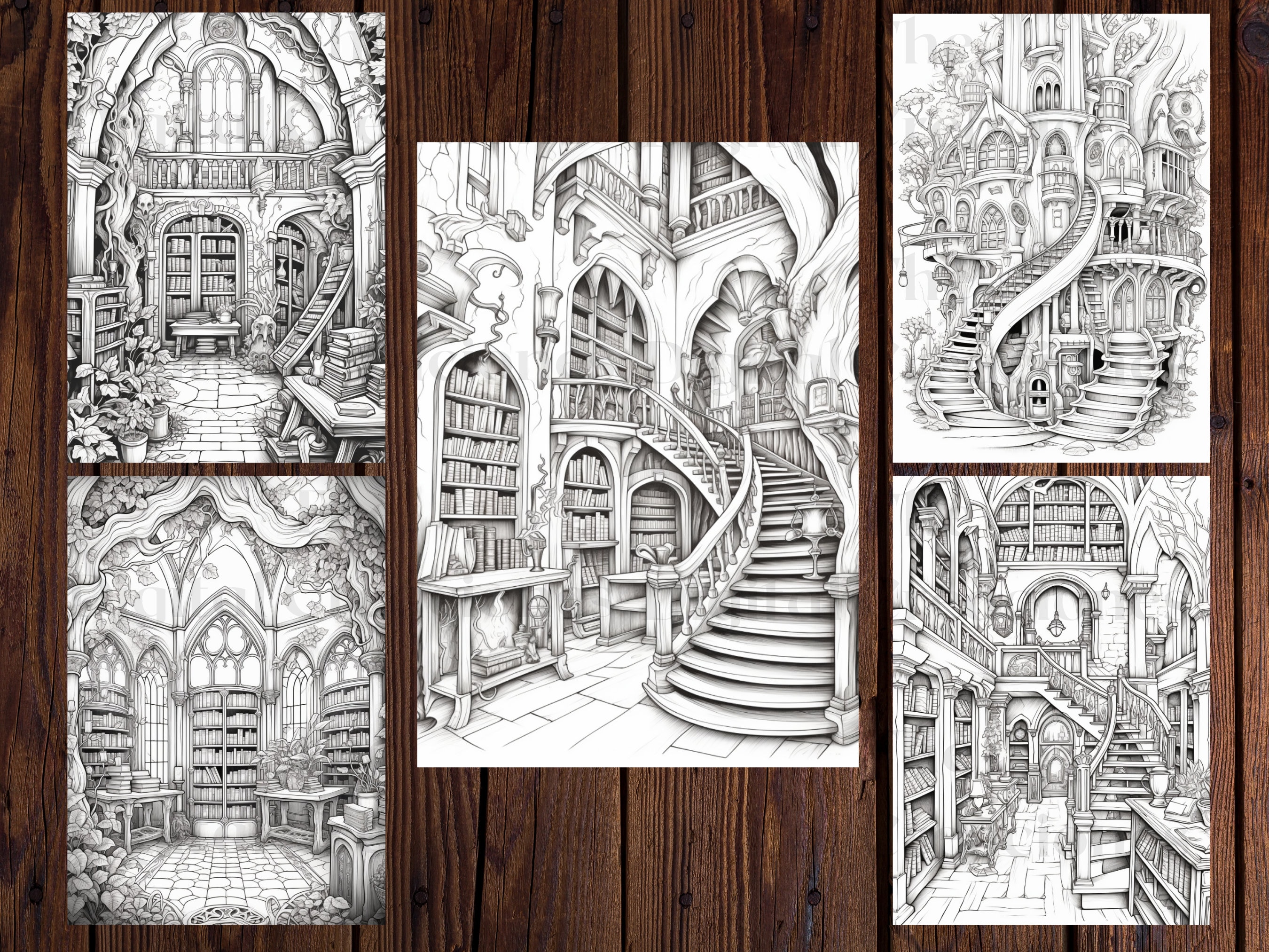 Library Coloring Book 25 Adults and Kids Printable Coloring Books ...