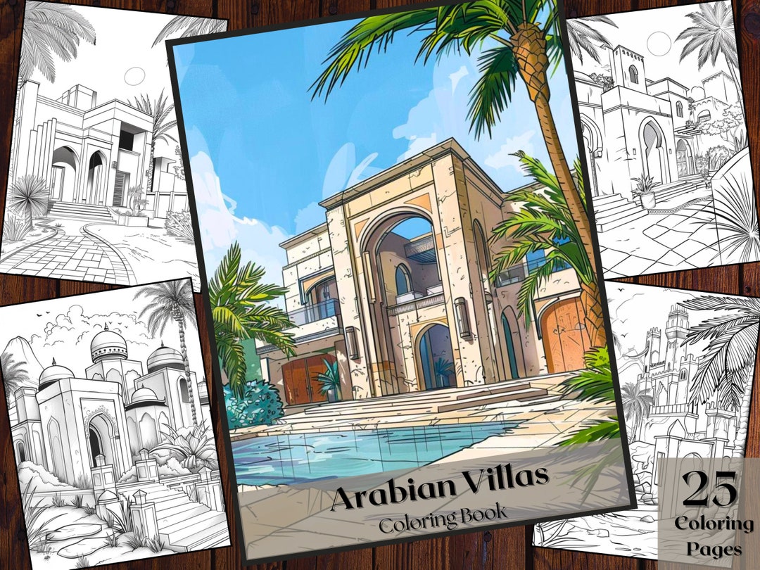 25 Arabian Villas Coloring Book | Houses Colouring | Printable Adult ...