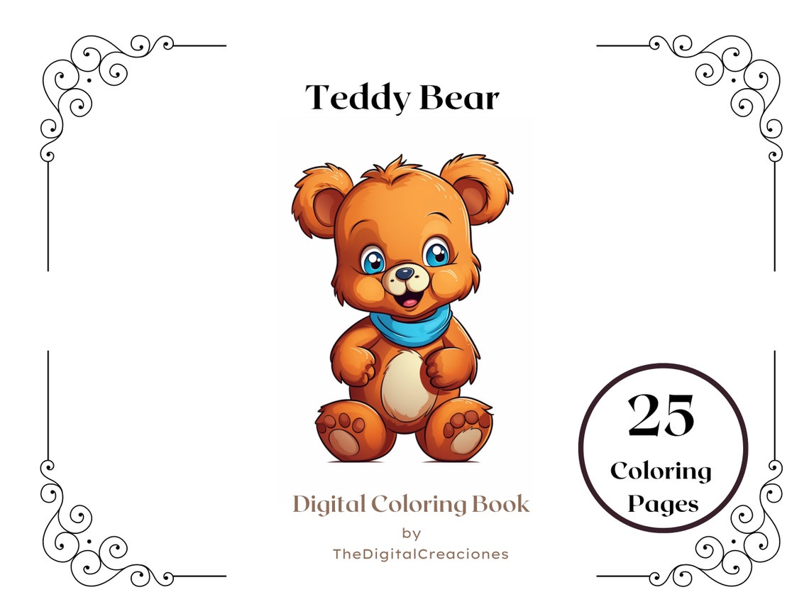 Teddy Bear Coloring Book 25 Adults and Kids Printable Coloring Books ...