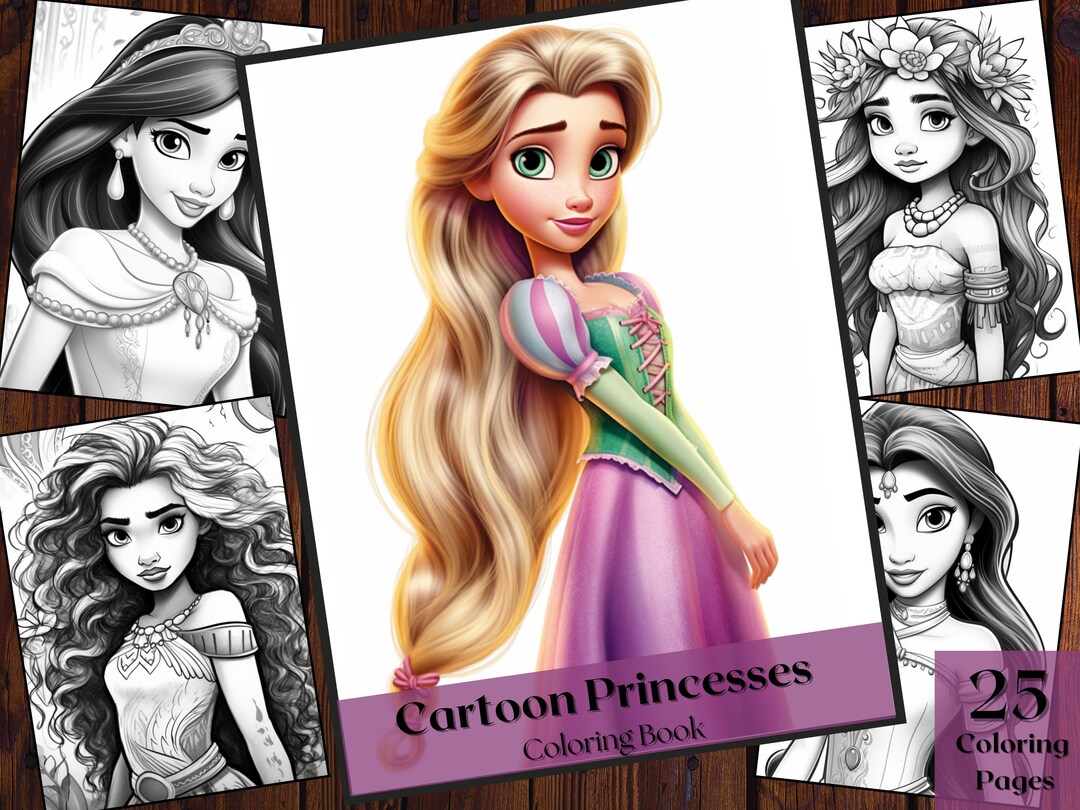 Cartoon Princesses Coloring Book | 25 Printable Anime Pages (PDF) - Etsy