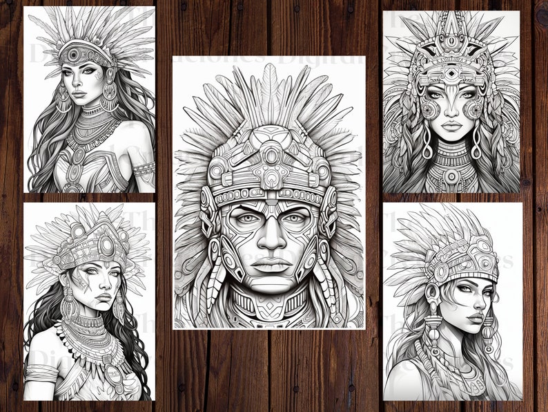 25 Aztecs Coloring Book |woman Colouring Pages|adults and Kids Coloring ...