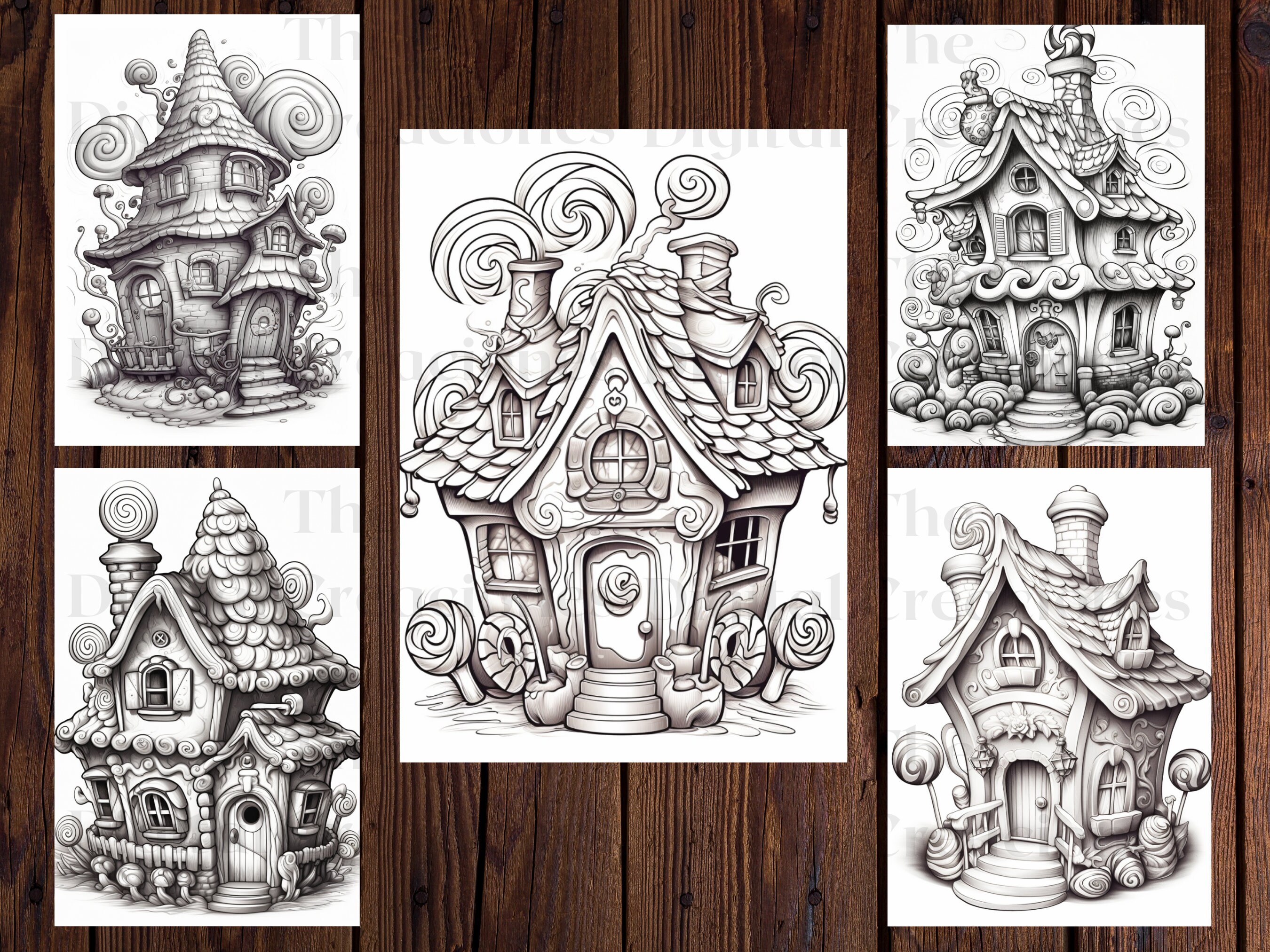 25 Candy House Coloring Book Printable Candy Coloring Pages Grayscale ...