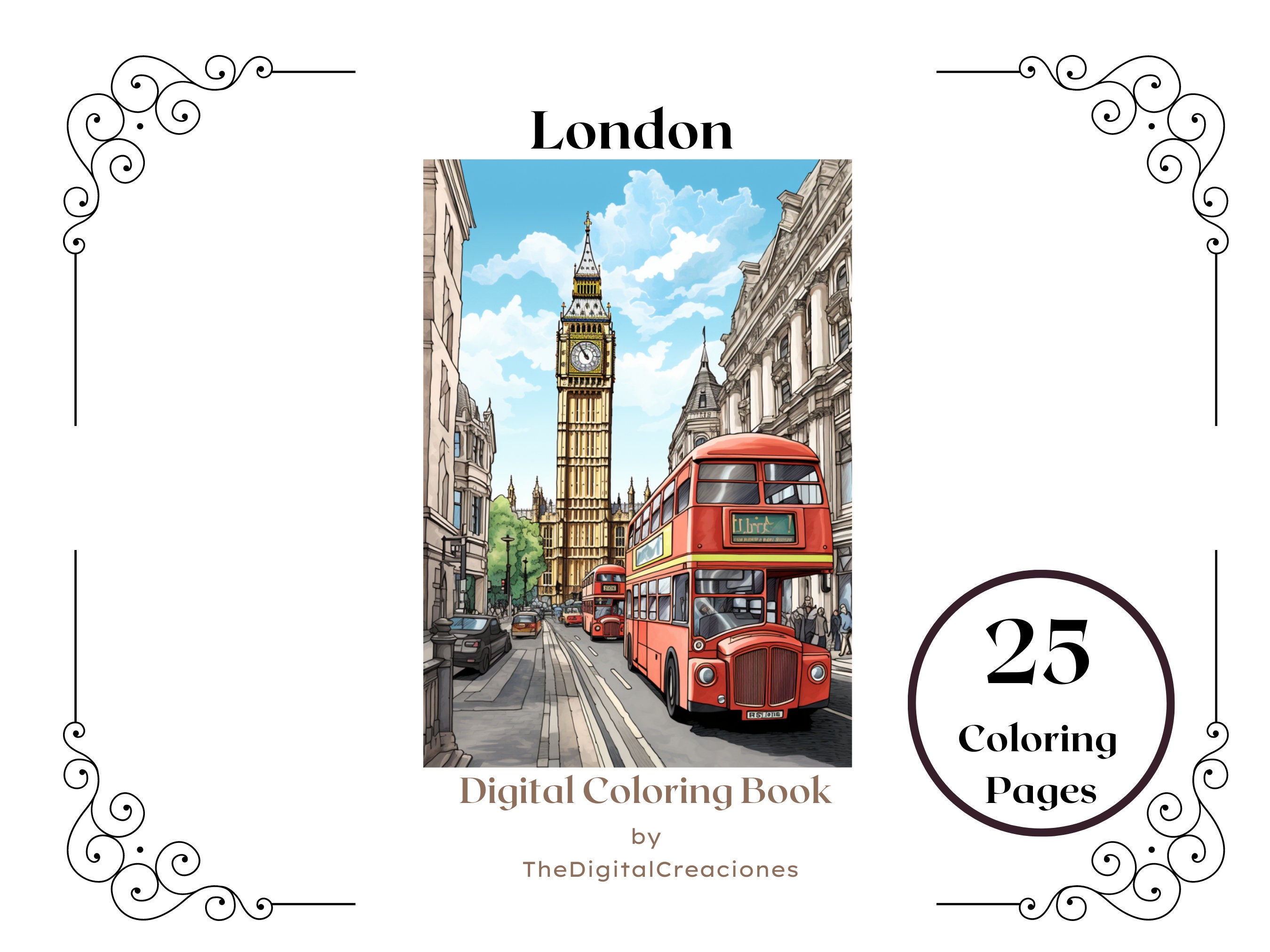 25 London Coloring Book|england Cafe Scenes Coloring Pages|street ...