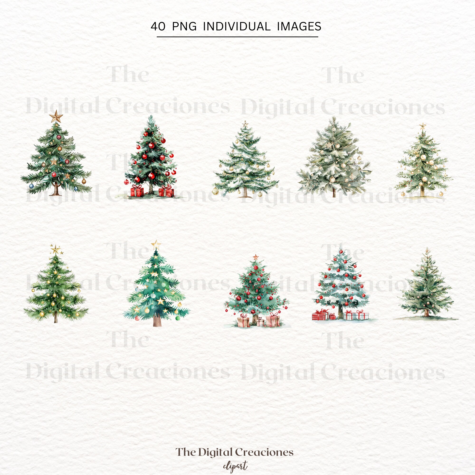 40 Watercolor Christmas Trees Clipart | Painted Tree Clipart ...