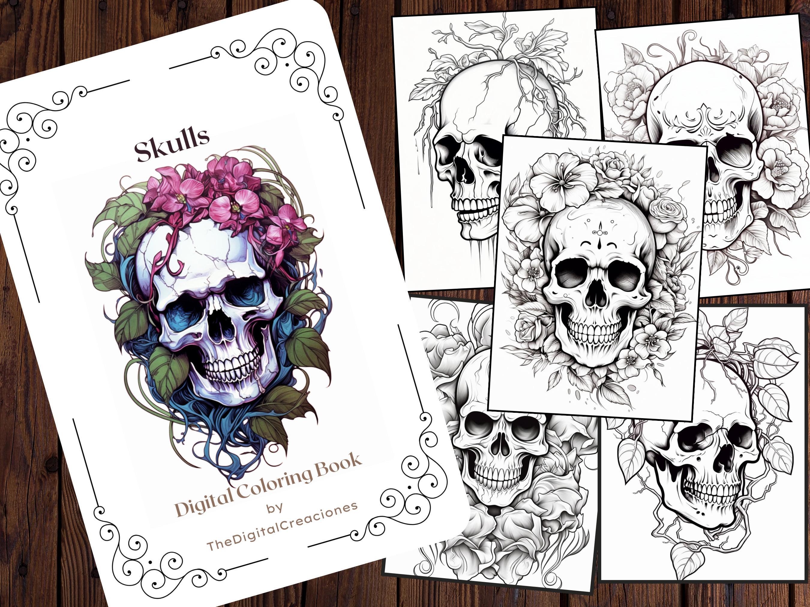 25 Skulls Coloring Book skulls Coloring Sheets Printableadults and Kids ...