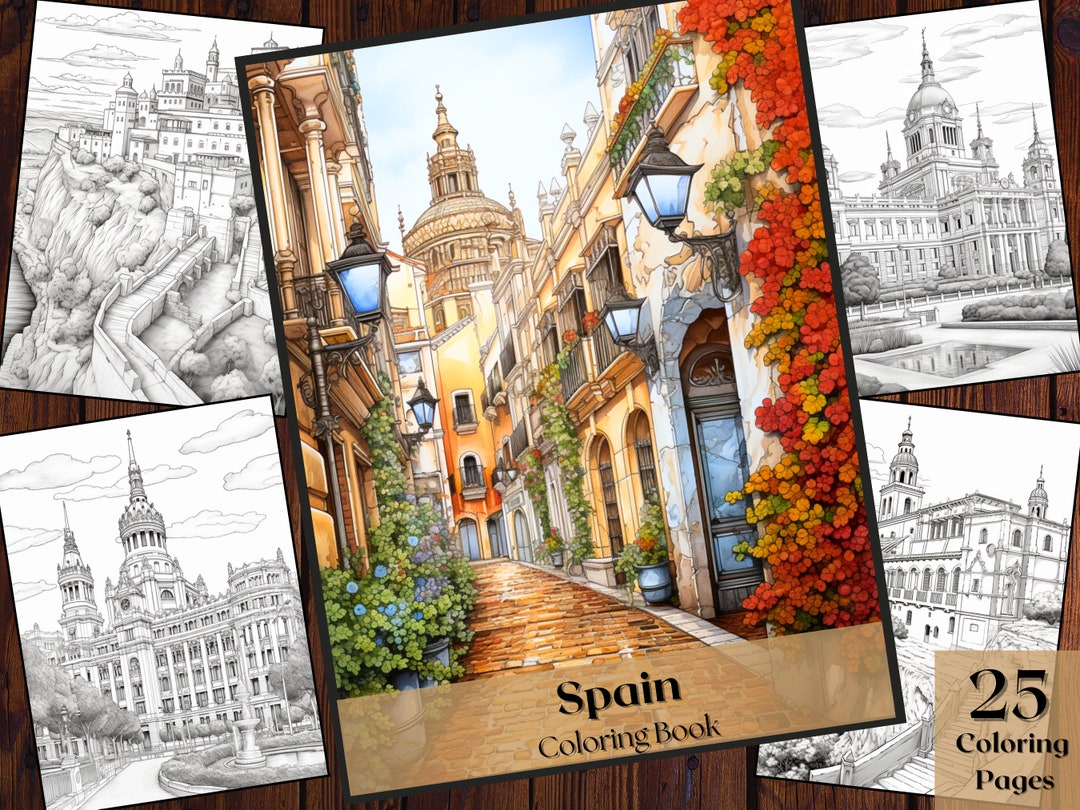 24 Spain Coloring Book|barcelona Madrid Ibiza Travel Destinations ...