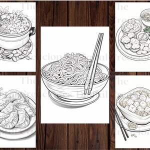 Chinese Food Coloring Book | Grayscale Culinary Art (printable PDF) - Etsy