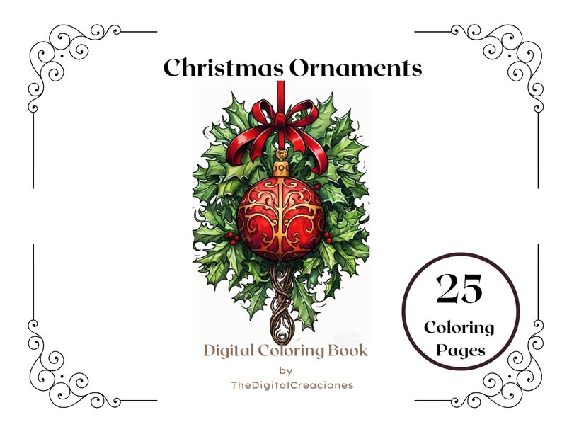 Christmas Ornaments Coloring Book | 25 Printable Pages (PDF) - Etsy