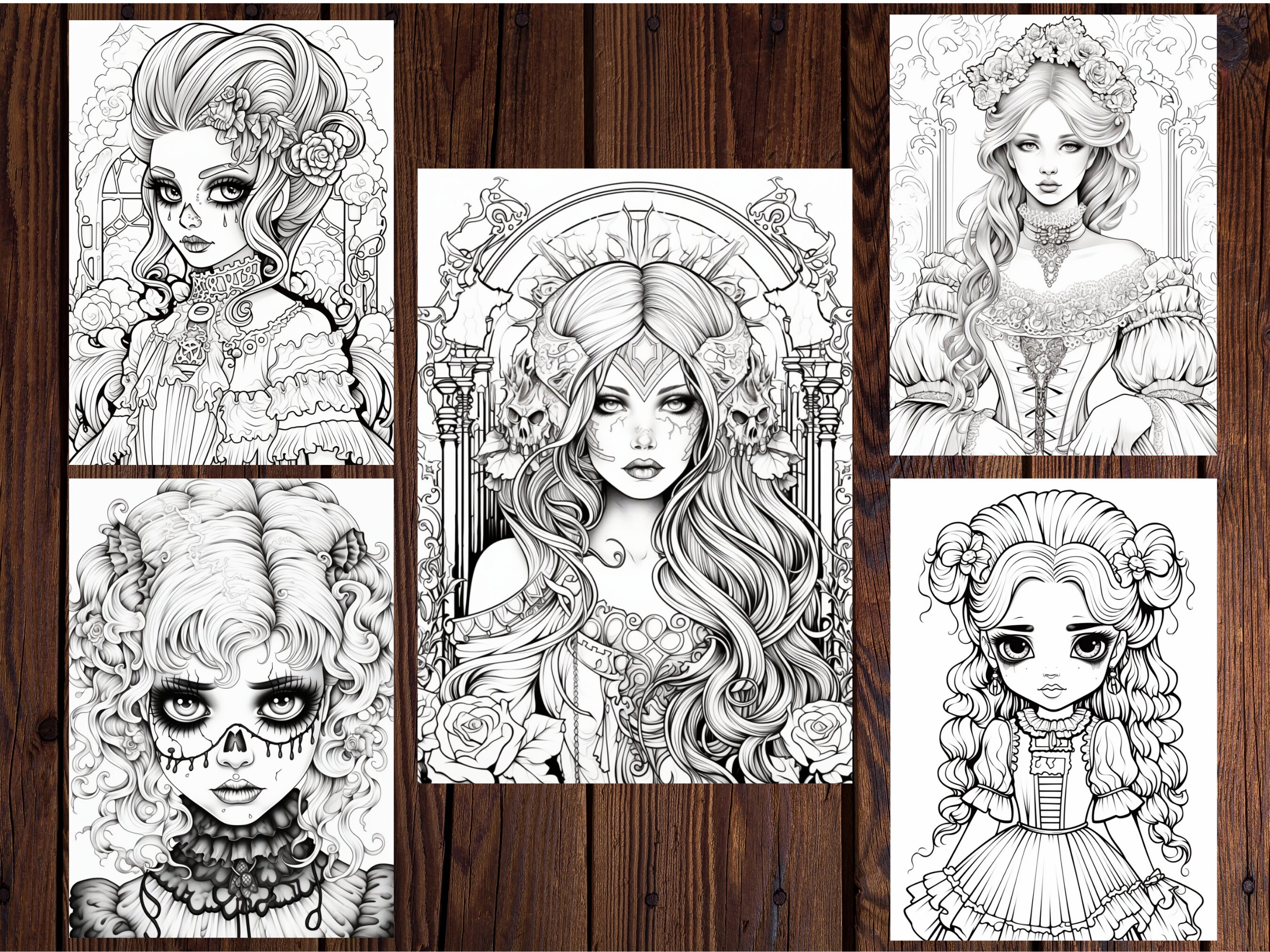 25 Gothic Girls Coloring Bookprintable Goth Punk Woman Coloring ...