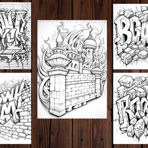 25 Graffiti Coloring Book |abstract Street Art | Adults and Kids ...
